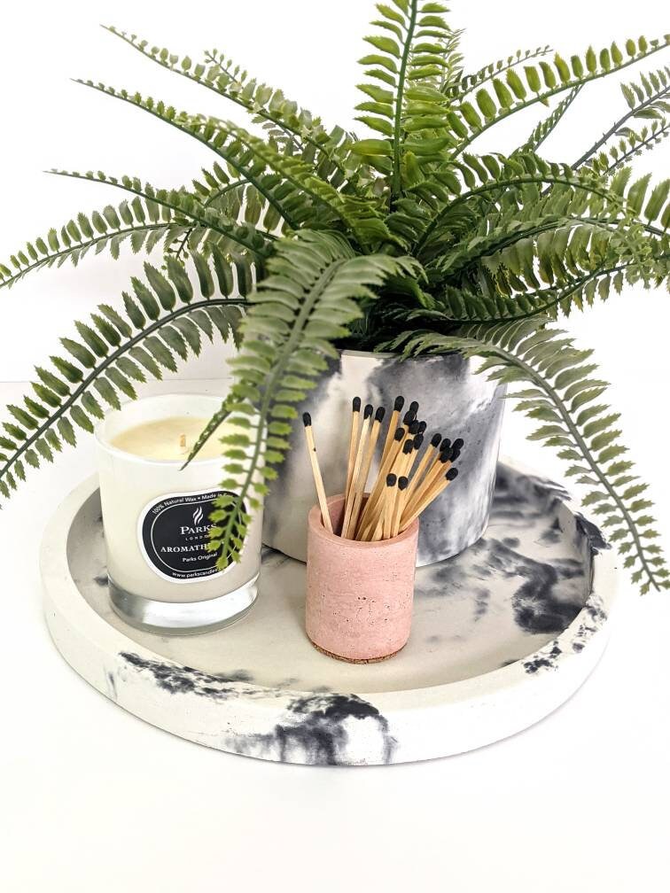 Small CYLINDER Concrete Matchstick Pot | 35 Colours | Toothpick Pot ...