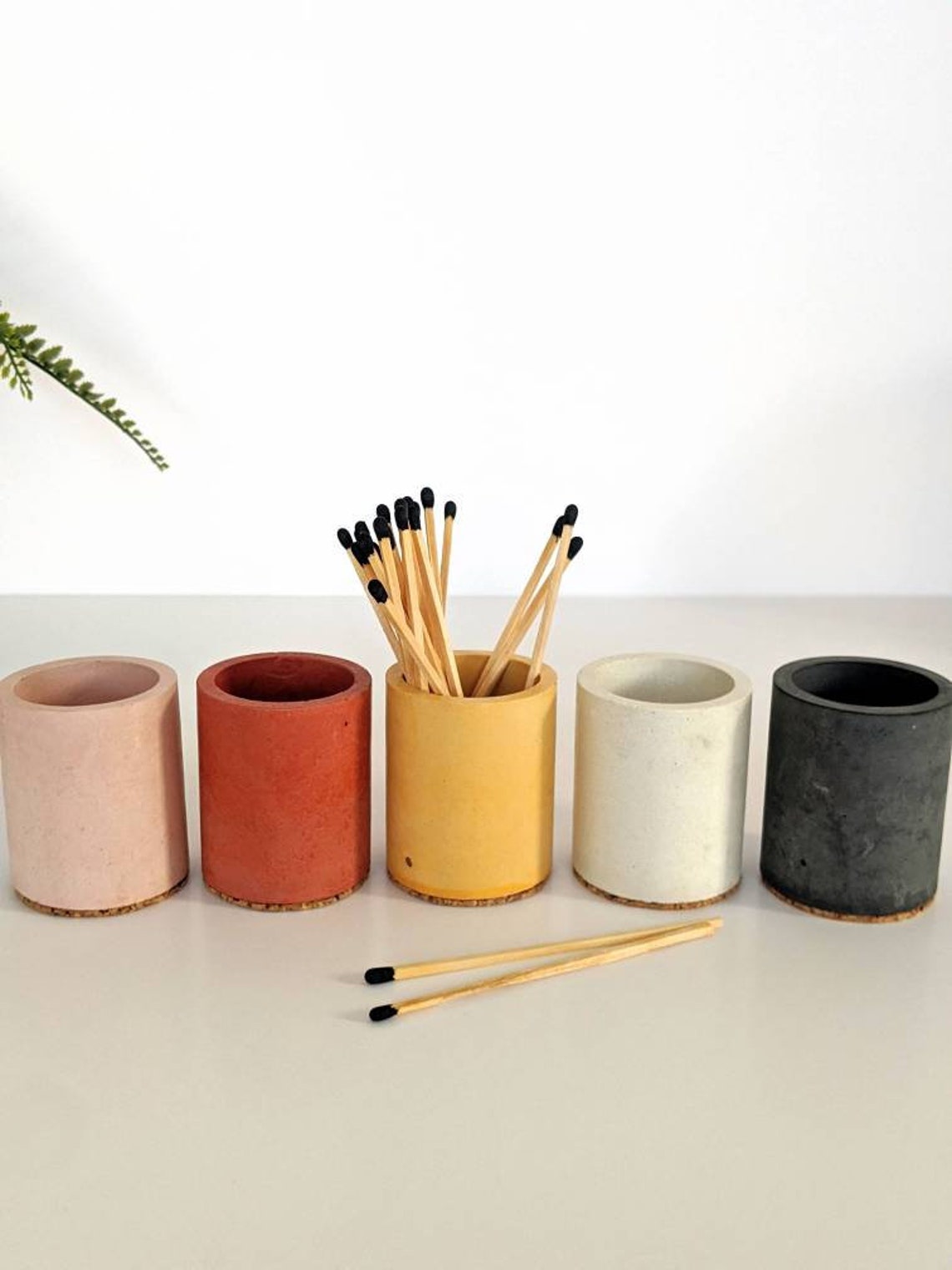 Small CYLINDER Concrete Matchstick Pot 23 Colours - Etsy