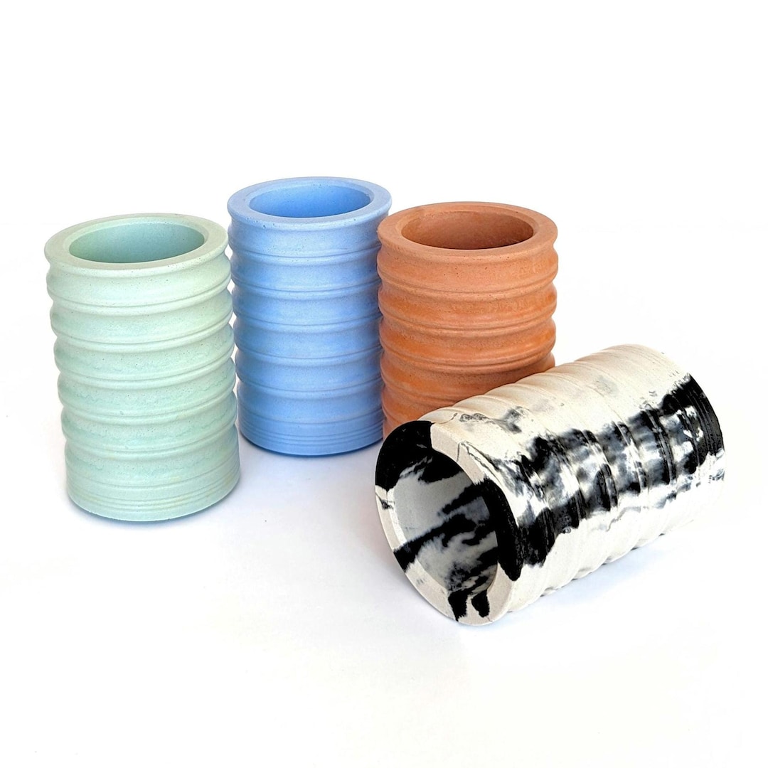 RIDGE Tall Concrete Pot | 35 Colours | Marble Desk Pencil Tidy | Dry ...