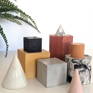 9pc MIXED Shape Concrete Display Set | Concrete Block Art Sculpture ...