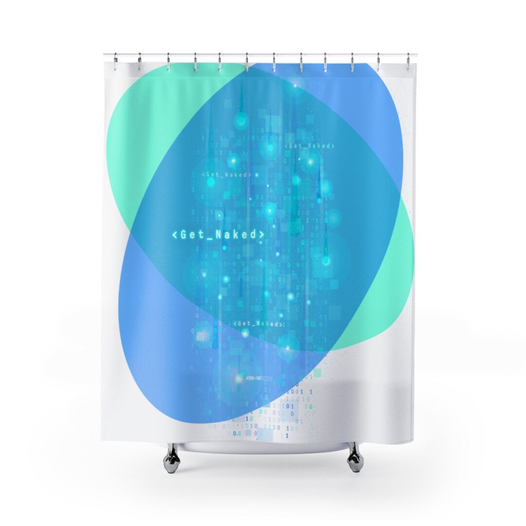 Get Naked Shower Curtain Blue & Turquoise Binary Data Rain Code Style Bathroom Décor - Etsy