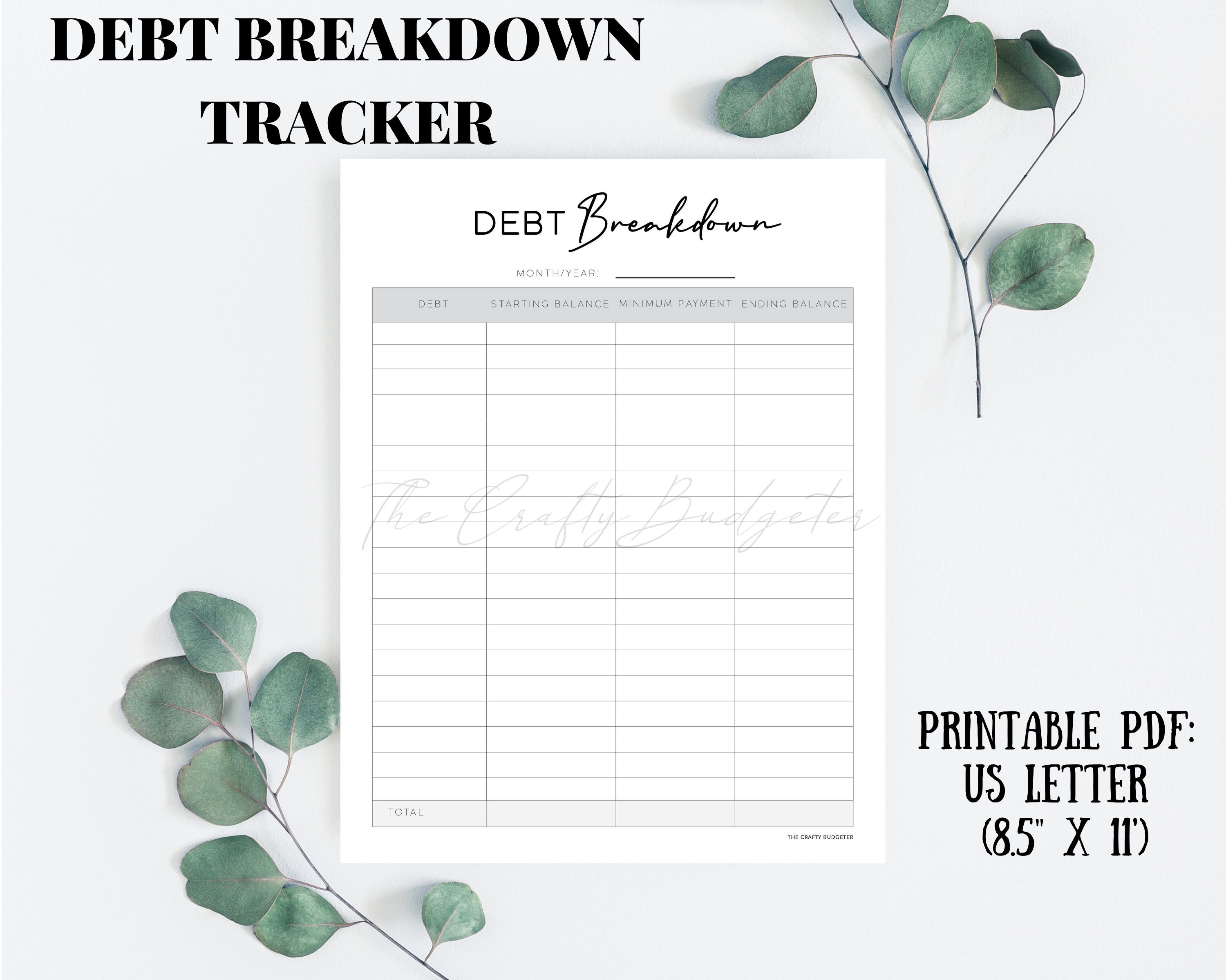 DEBT TRACKER PRINTABLE | Debt Breakdown | Debt Pay off | Debt-free ...