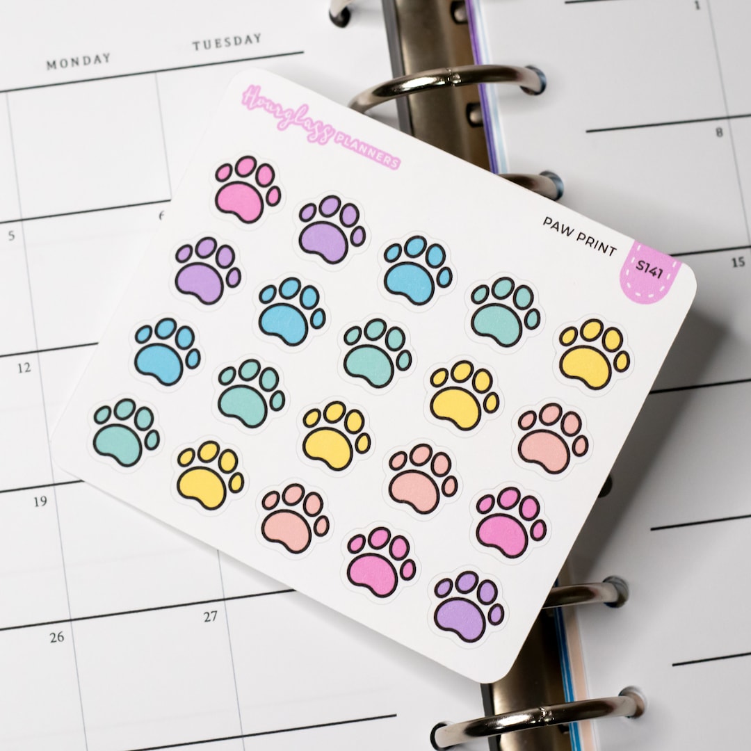 Paw Print Planner Sticker Sheet - Etsy
