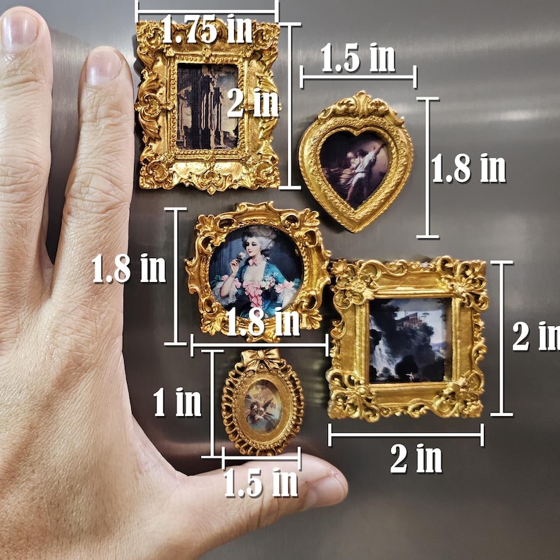 Classical Handmade Ornate Mini Framed Art Magnet Pack (5 Frames ...