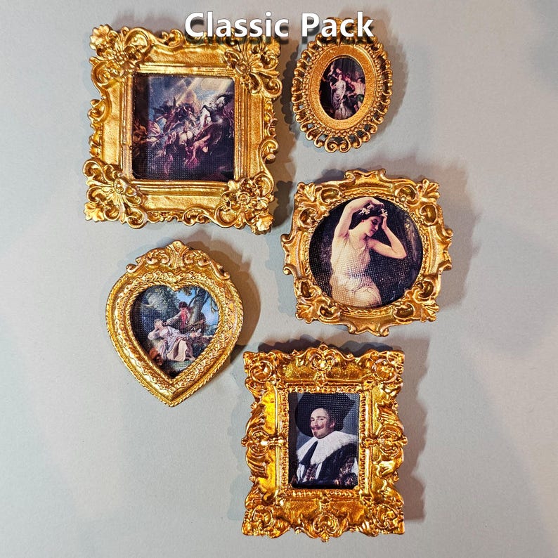 Classical Handmade Ornate Mini Framed Art Magnet Pack (5 Frames ...
