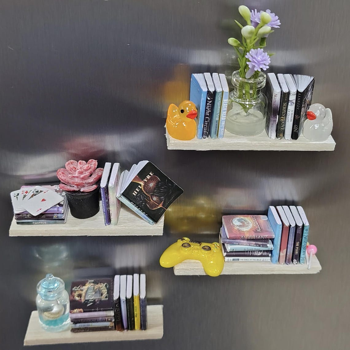Bookshelves - Tiny Handmade Magnet Pack - Etsy