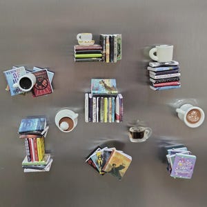 Books & Coffee - Tiny Handmade Magnet Pack (10 Magnets) - Etsy