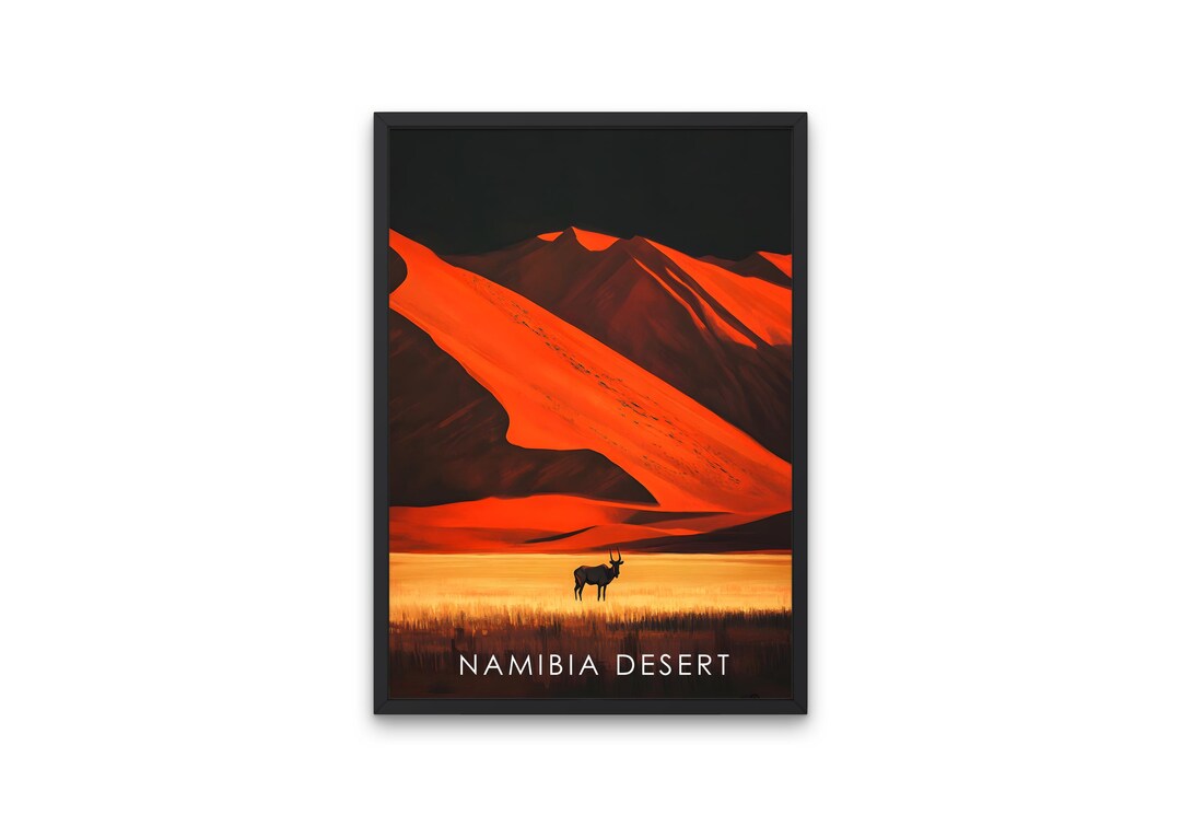 Namibia Desert Landscape Poster, Travel Wall Art, Adventure Artwork ...