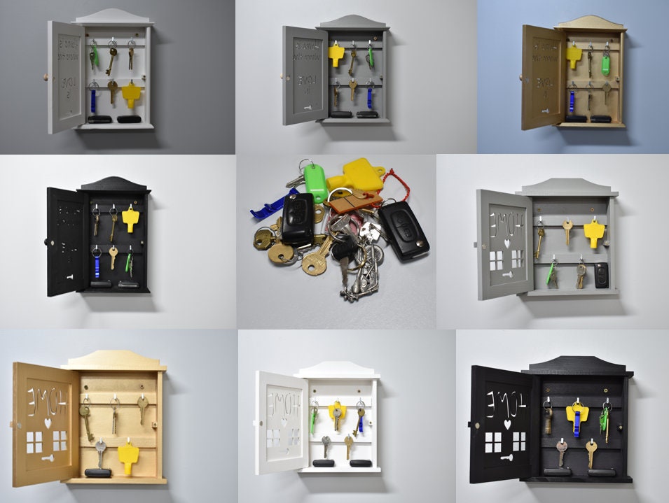 Grey White Key Cabinet Box Storage Wooden Key Box Organiser - Etsy