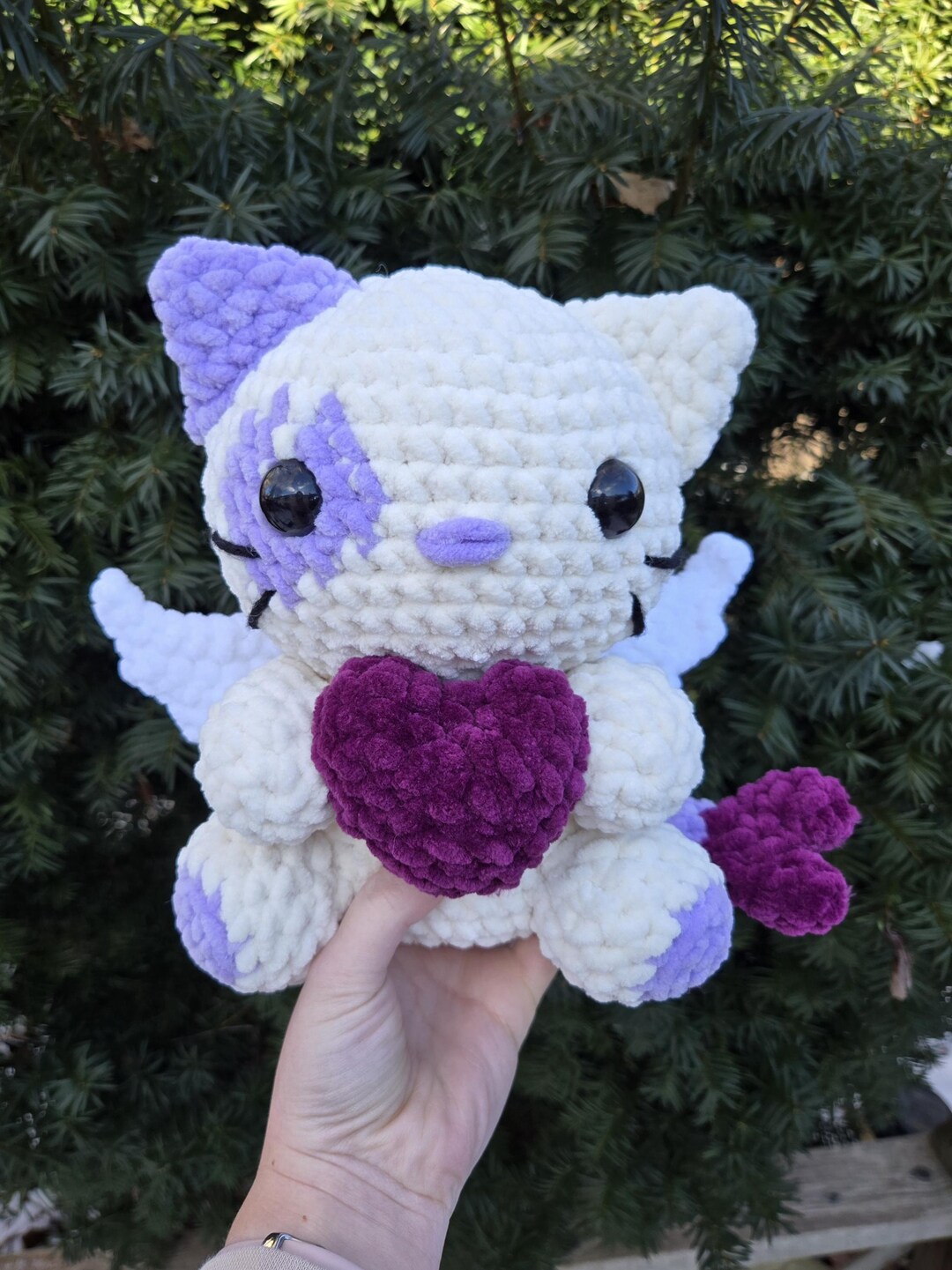 Crochet Valentines Cupid Cat Plush Stuffed Animal - Etsy