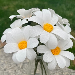 White Crepe Paper Daisy Flowers, Artificial Daisy Flower, Realistic ...
