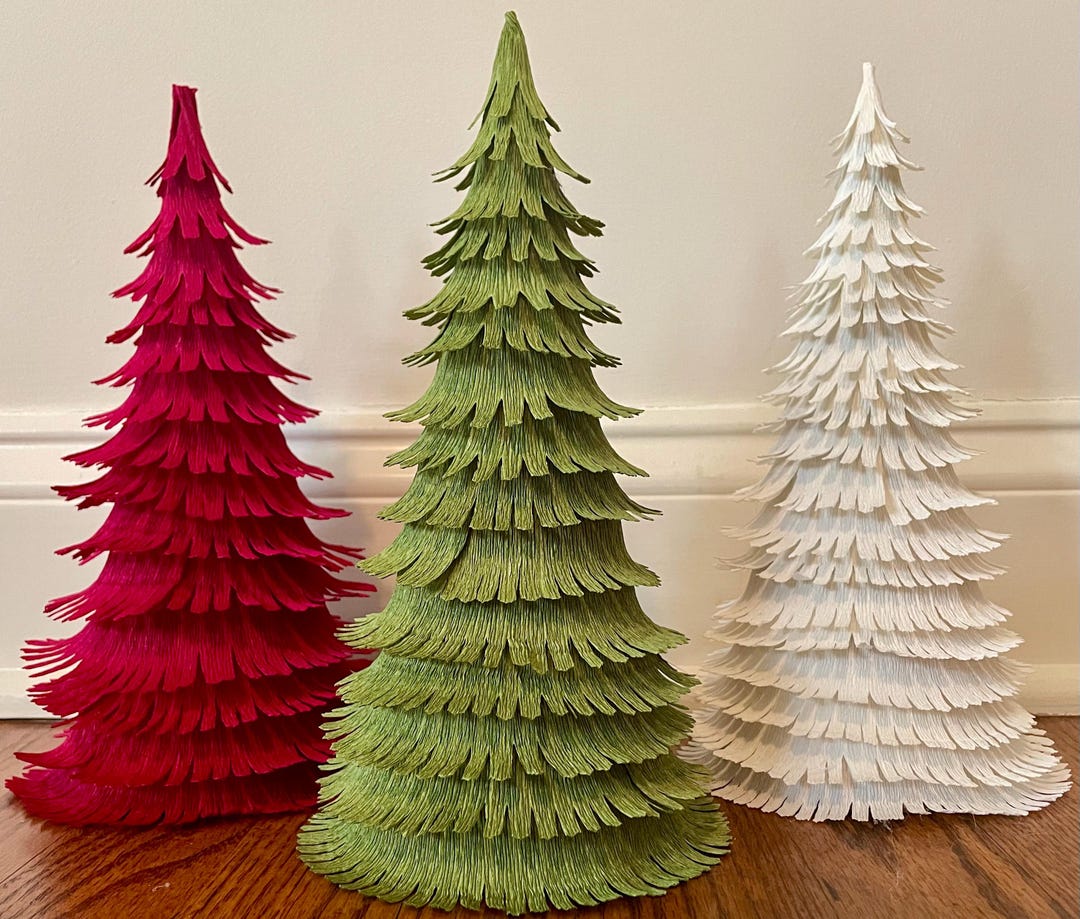Medium Decorative Crepe Paper Christmas Tree, Table Top Decor 10x4in - Etsy