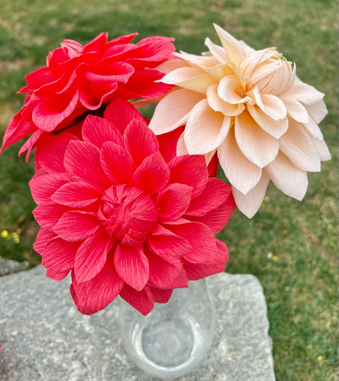 Crepe Paper Dahlia Flowers, Mothers Day Bouquet, Realistic Easter Paper ...