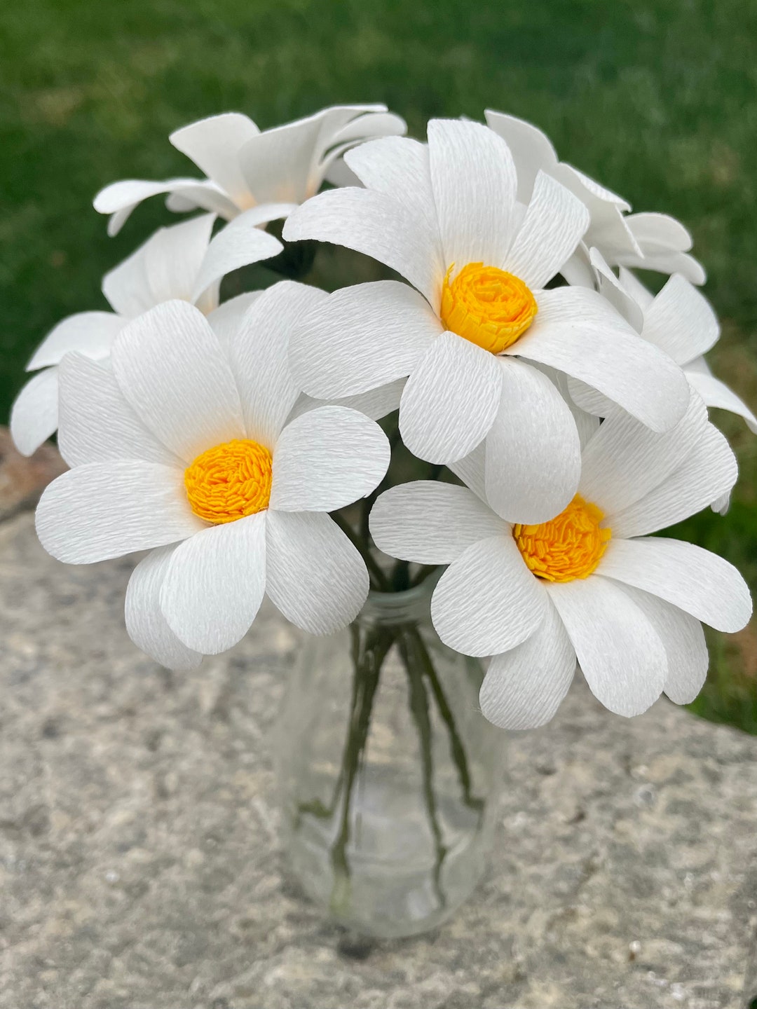 White Crepe Paper Daisy Flowers, Artificial Daisy Flower, Realistic ...