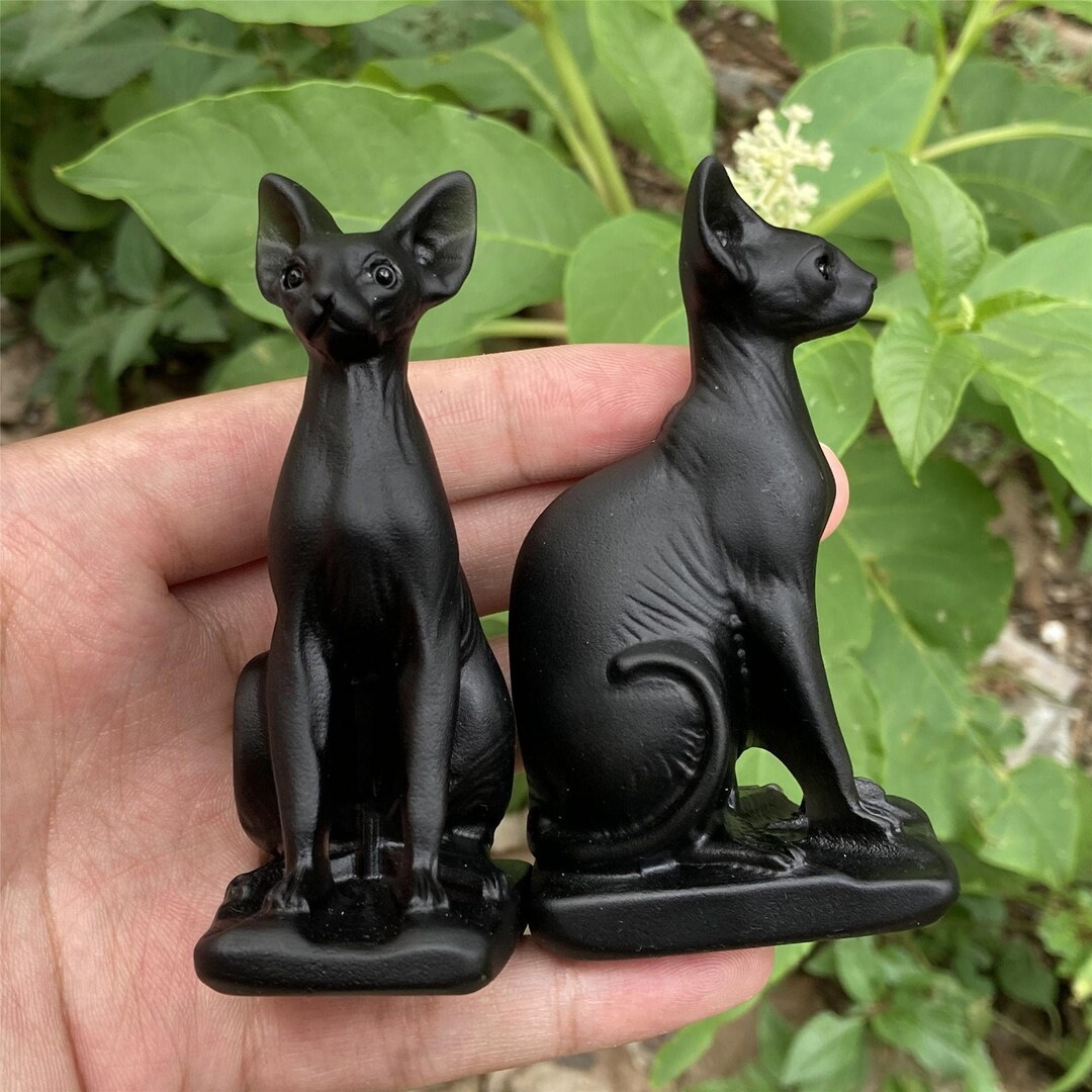 Cat Decor Obsidian Sphynx Figurine Cat Sculpture Black Cat - Etsy