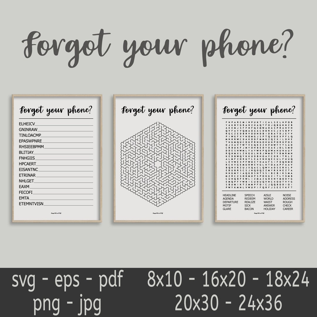 Forget Your Phone Funny Bathroom Games Bundle SVG, Games to Play ...