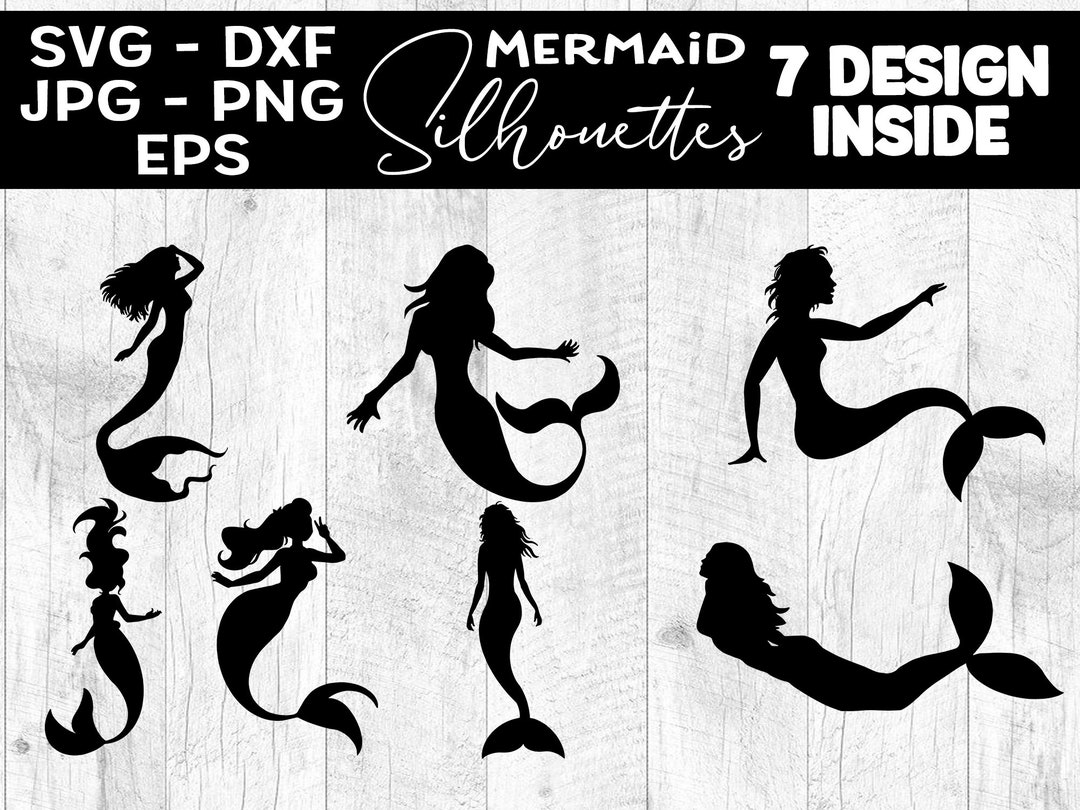 Mermaid Silhouettes Bundle SVG Mermaid Vector - Etsy