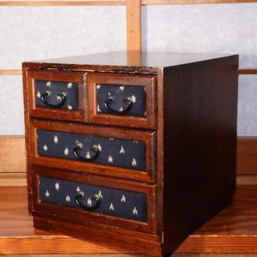 Japanese Wooden Tansu Box Chest of Drawers Signed Showa WBX217 - Etsy
