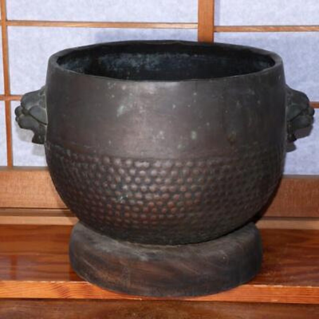 Japanese Antique Bronze Temple Orin Bell Shaped Hibachi Brazier ...
