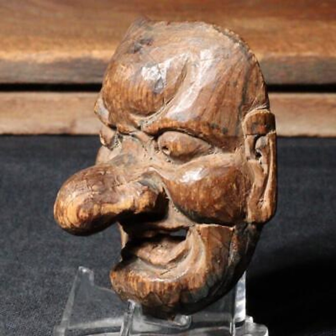 Antique Wooden Tengu Mask Netsuke Signed Noh Mask Japanese NW260 - Etsy