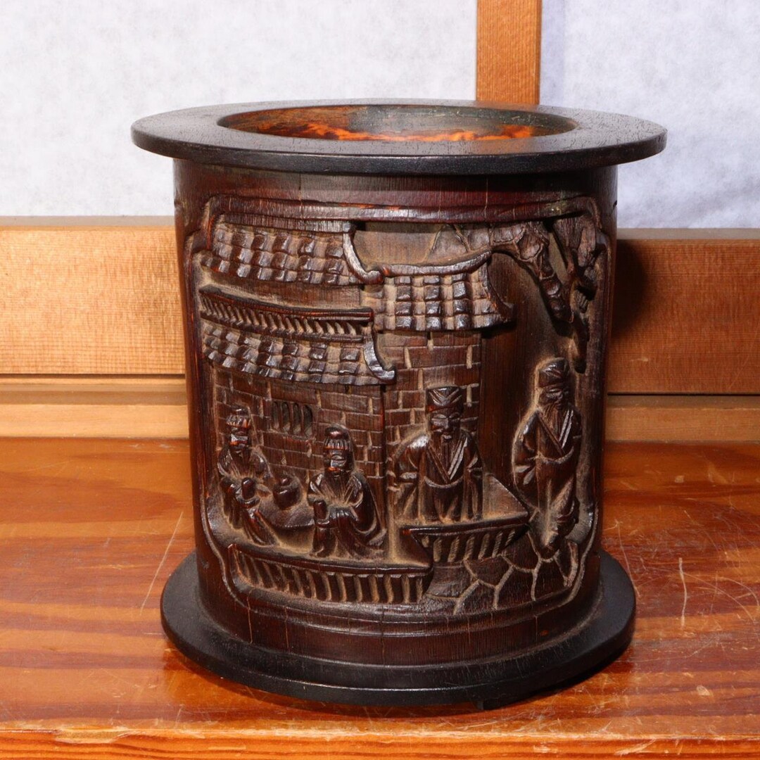 Chinese Wooden Brush Pot Calligraphy Tools Signed Tube W / Box WO267 - Etsy