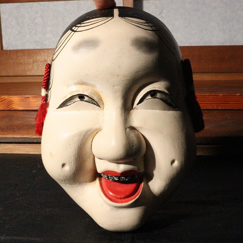 Japanese Wooden Kyogen Noh Mask Fukure Okame Otogoze Oto MSK406 - Etsy