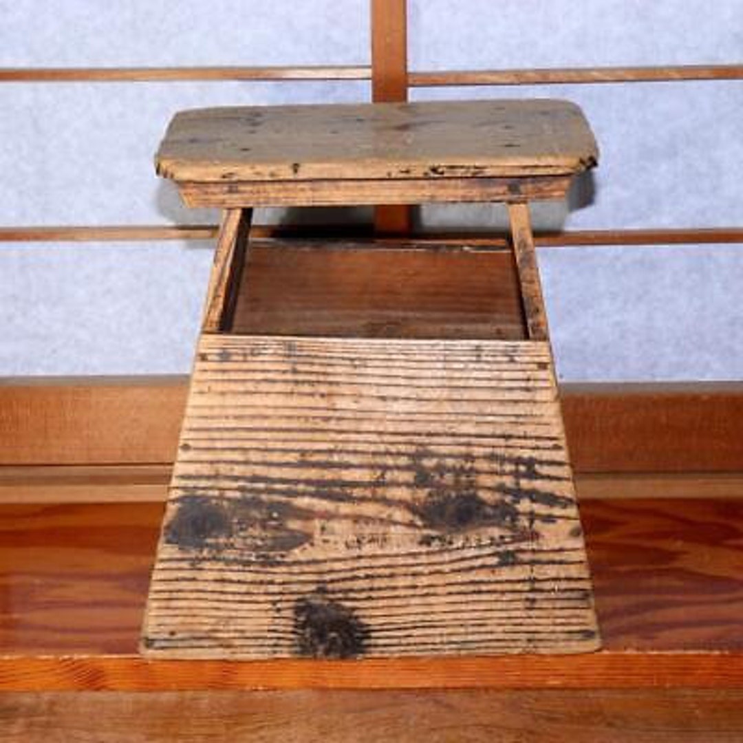 Japanese Early Shōwa Fumidai Wooden Step Footrest Scaffolding Footstool ...