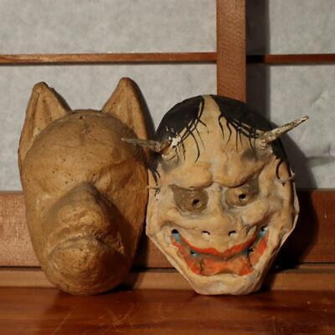 Japanese Antique Mask Hariko Fox & Hannya Paper Papier-mache MSK435 - Etsy