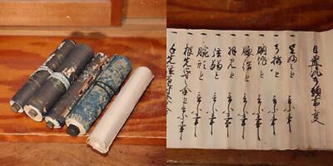 Japanese Antique Scroll Kyudo Kyujutsu Makimono 5 Set Heki Ryu ASO293 ...
