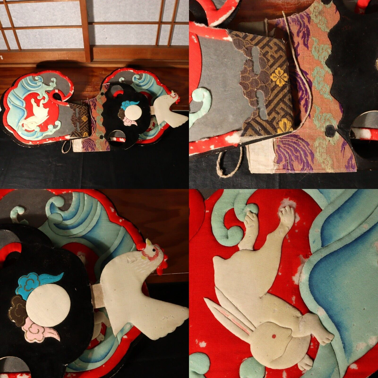 Japanese Antique Bugaku Costume Eboshi Two Hats Nami-usagi Rabbit ...