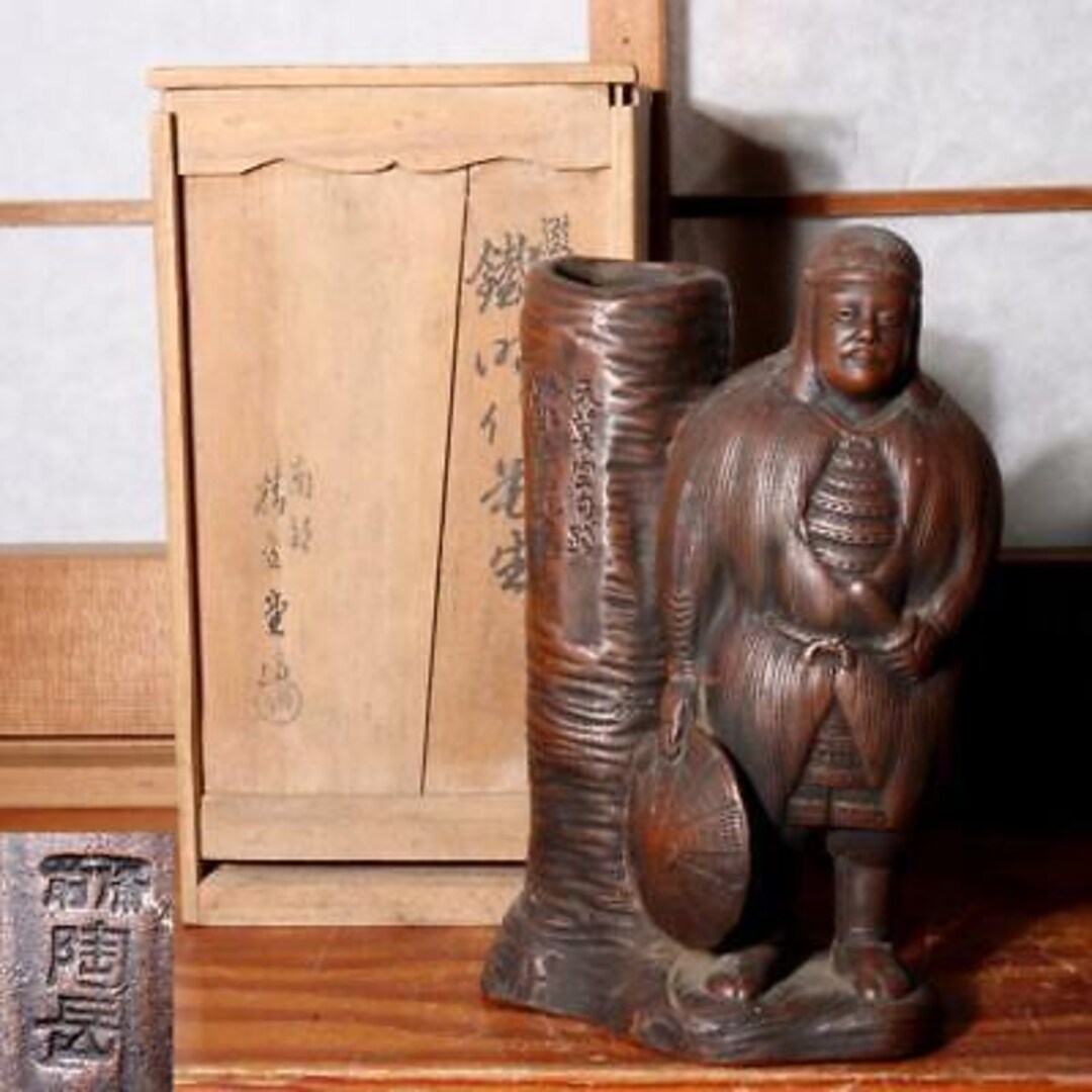 Japanese Bizen Ware Pottery Ceramic Statue Vase Ornament Signed W / Box ...