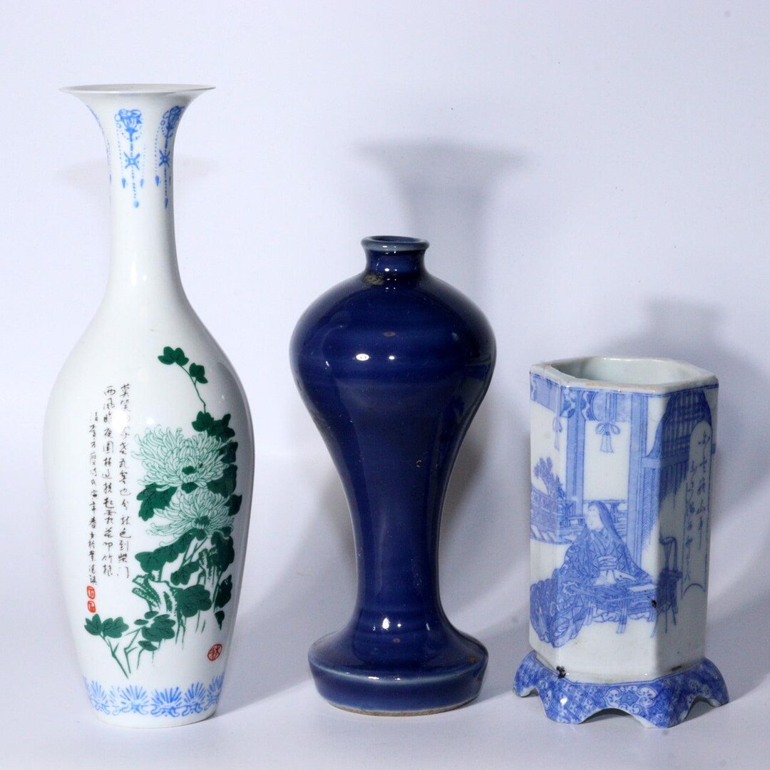 Antique Japanese Imari Omiki Tokkuri Meiji Hirado Brush Holder Sake ...