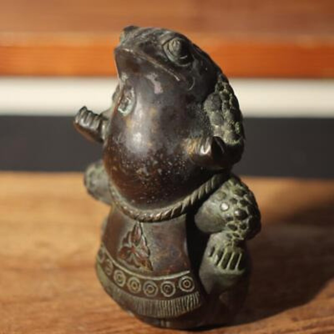 Japanese Bronze Sumo Frog Buddha Statue Ornament Okimono W Box BOS765 ...