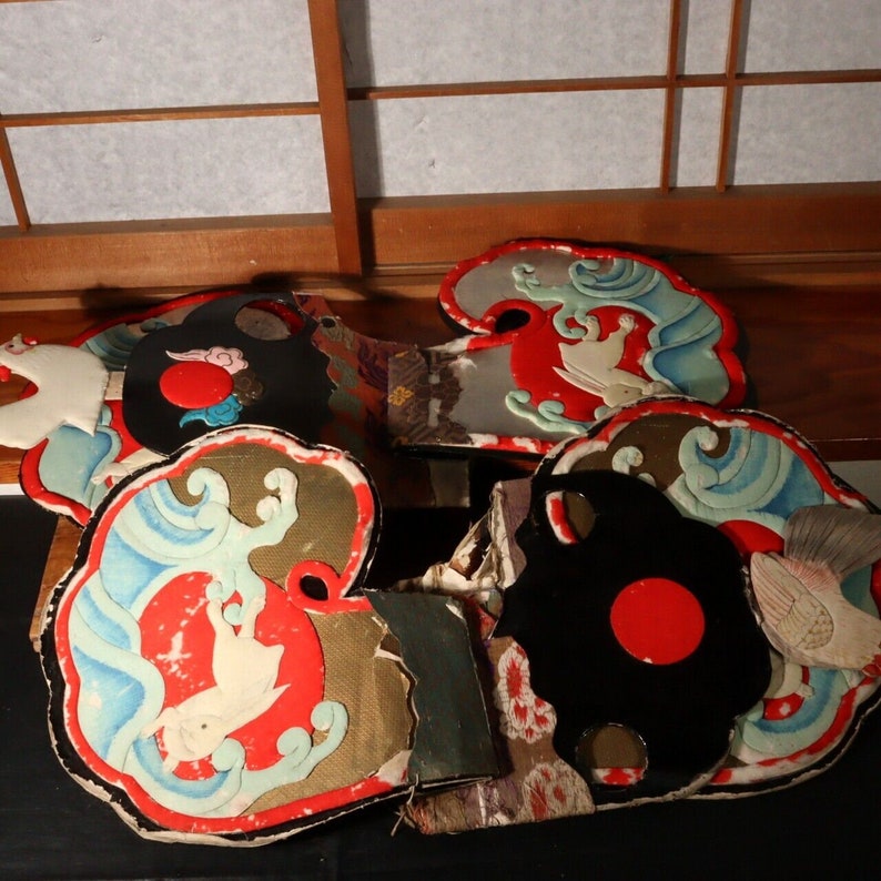 Japanese Antique Bugaku Costume Eboshi Two Hats Nami-usagi Rabbit ...
