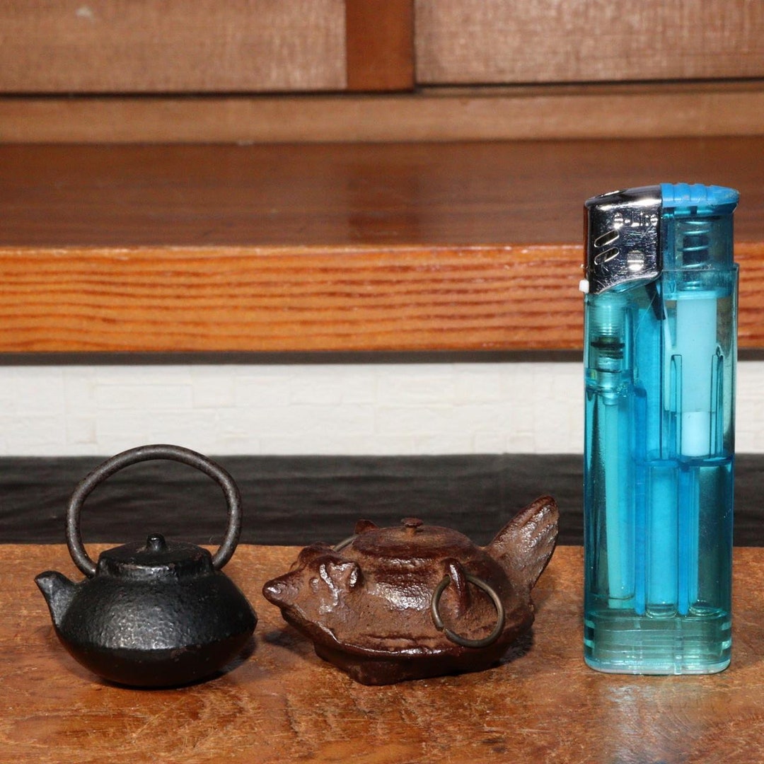 Japanese Iron Miniature Tetsubin Raccoon Two Tea Kettle Iron - Etsy