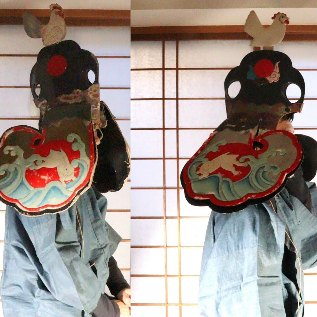 Japanese Antique Bugaku Costume Eboshi Two Hats Nami-usagi Rabbit ...