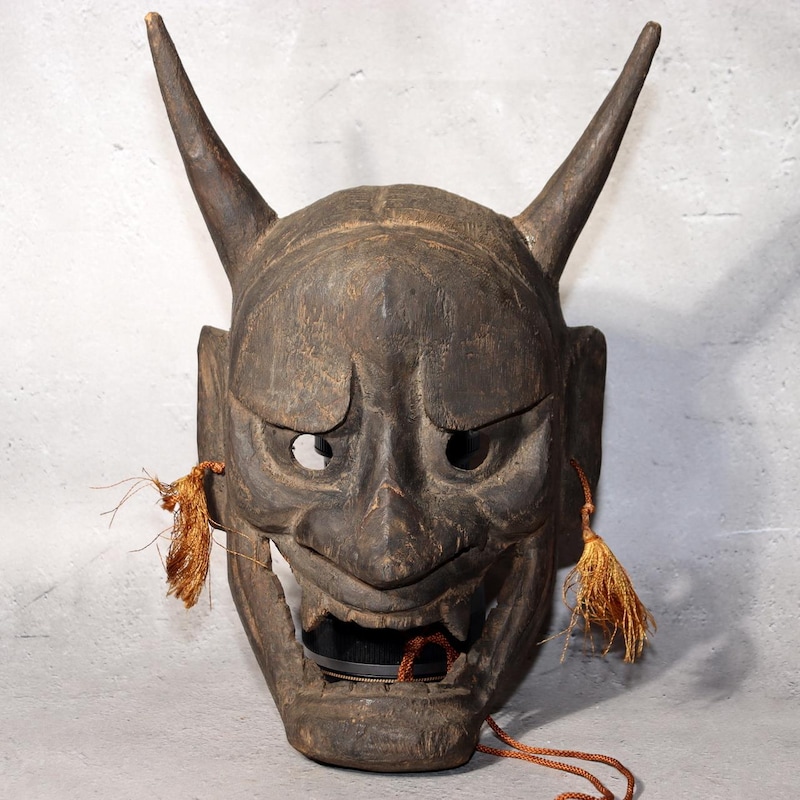 Vintage Wooden Oni Mask - Etsy