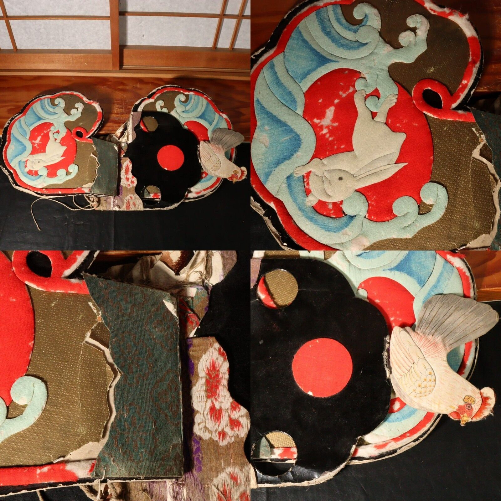 Japanese Antique Bugaku Costume Eboshi Two Hats Nami-usagi Rabbit ...