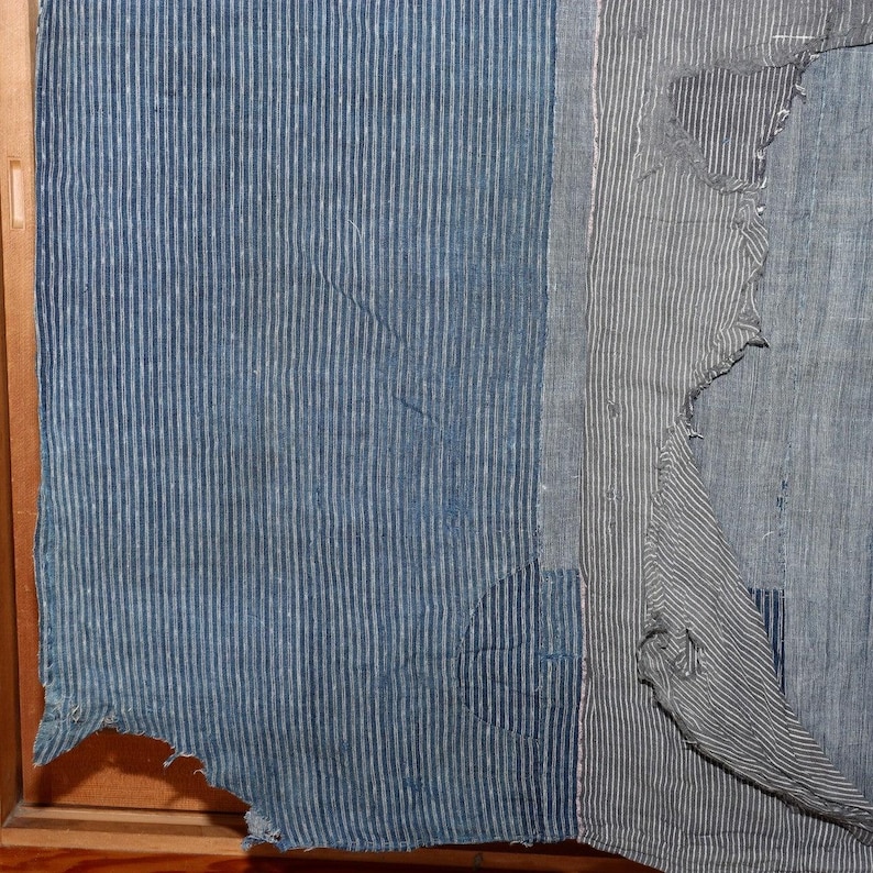Antique Japanese Boro Indigo Fabric Patchwork Ranru Cotton Textile Rug ...
