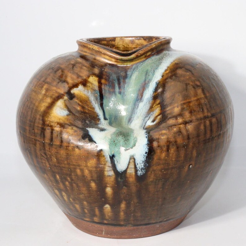 Japanese Gravity Flower Vase Jar Pottery Ceramics Signed PV142 - Etsy