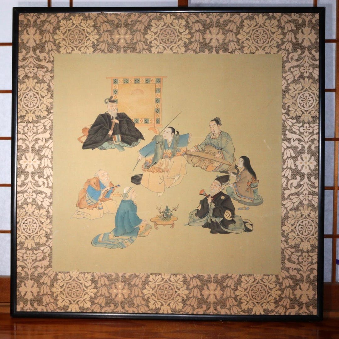 Handwritten Antique Japanese Byobu Folding Screen Picture Urashima Taro ...