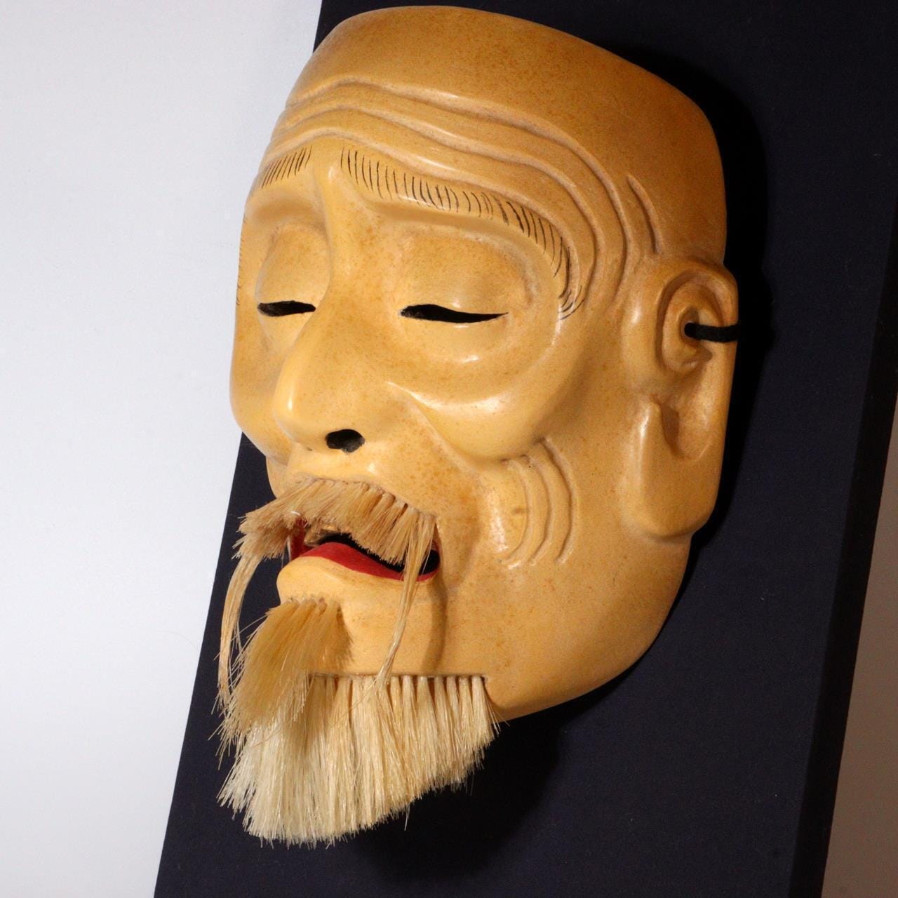 Japanese Noh Mask Kagekiyo Chujo Blind Biwa Player of the Taira Clan ...