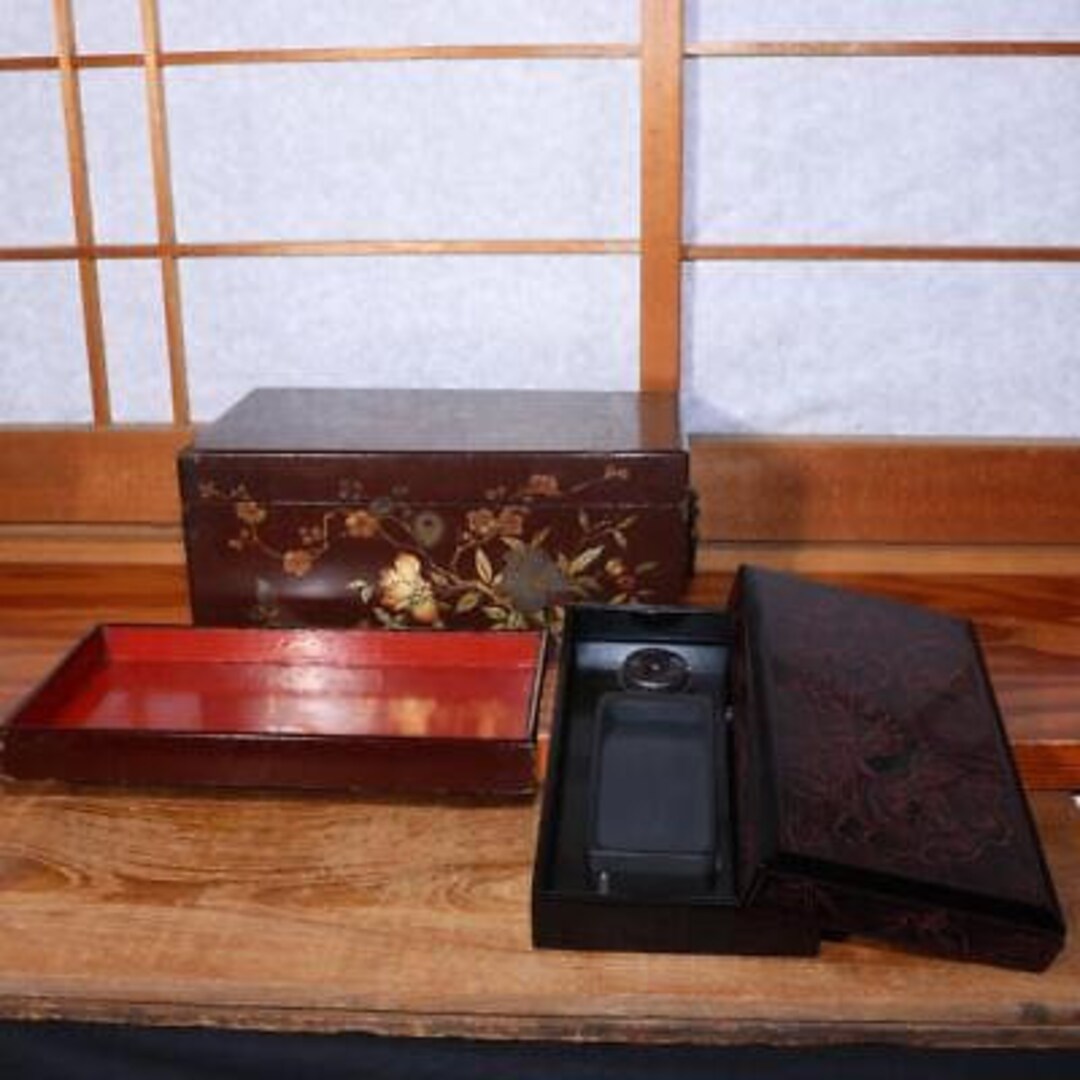 Japanese Wooden Makie Box Suzuri Inkstone Tray Obon Set WBX235 - Etsy