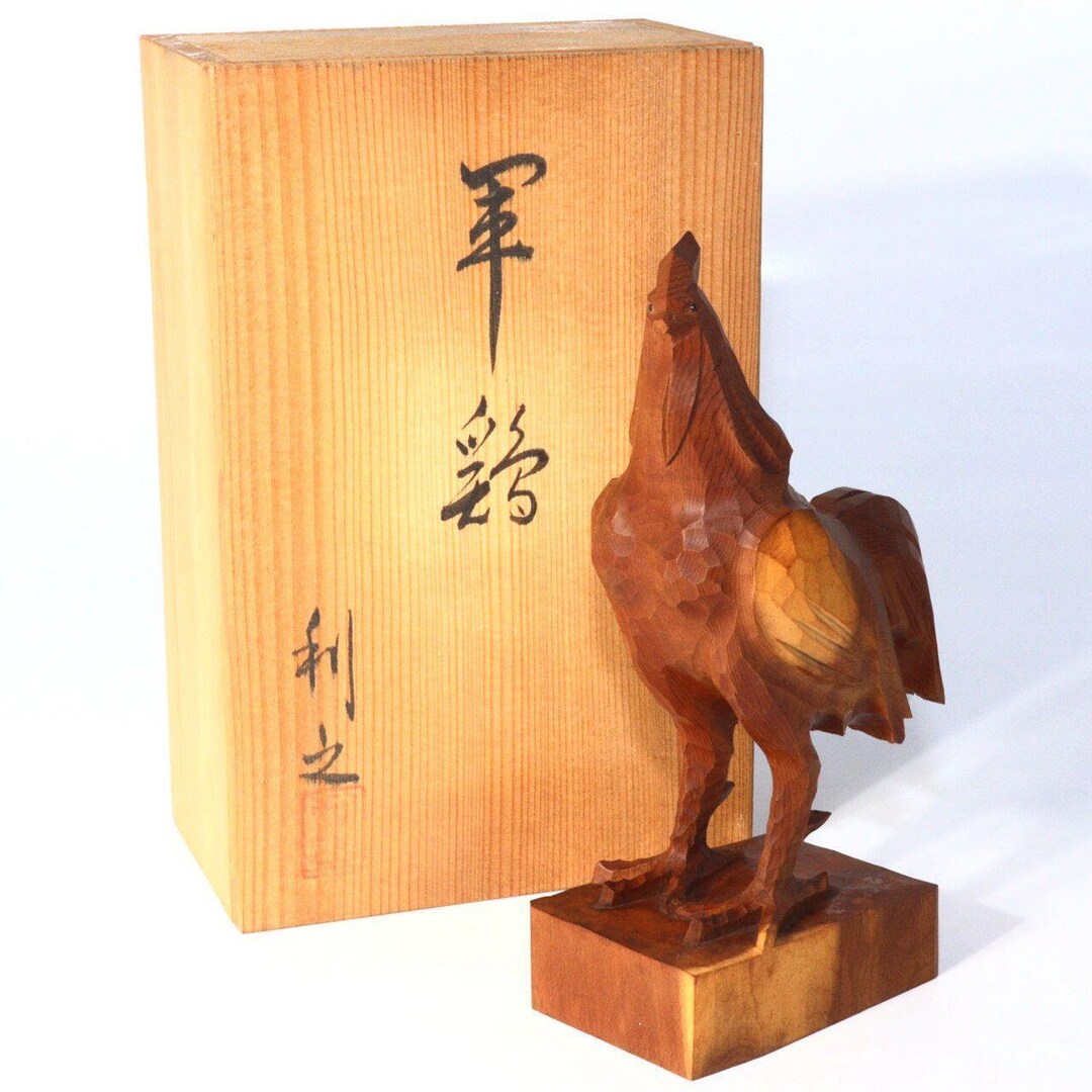 Japanese Wooden Carving Shamo Chicken Ornament Okimono Signed - Etsy