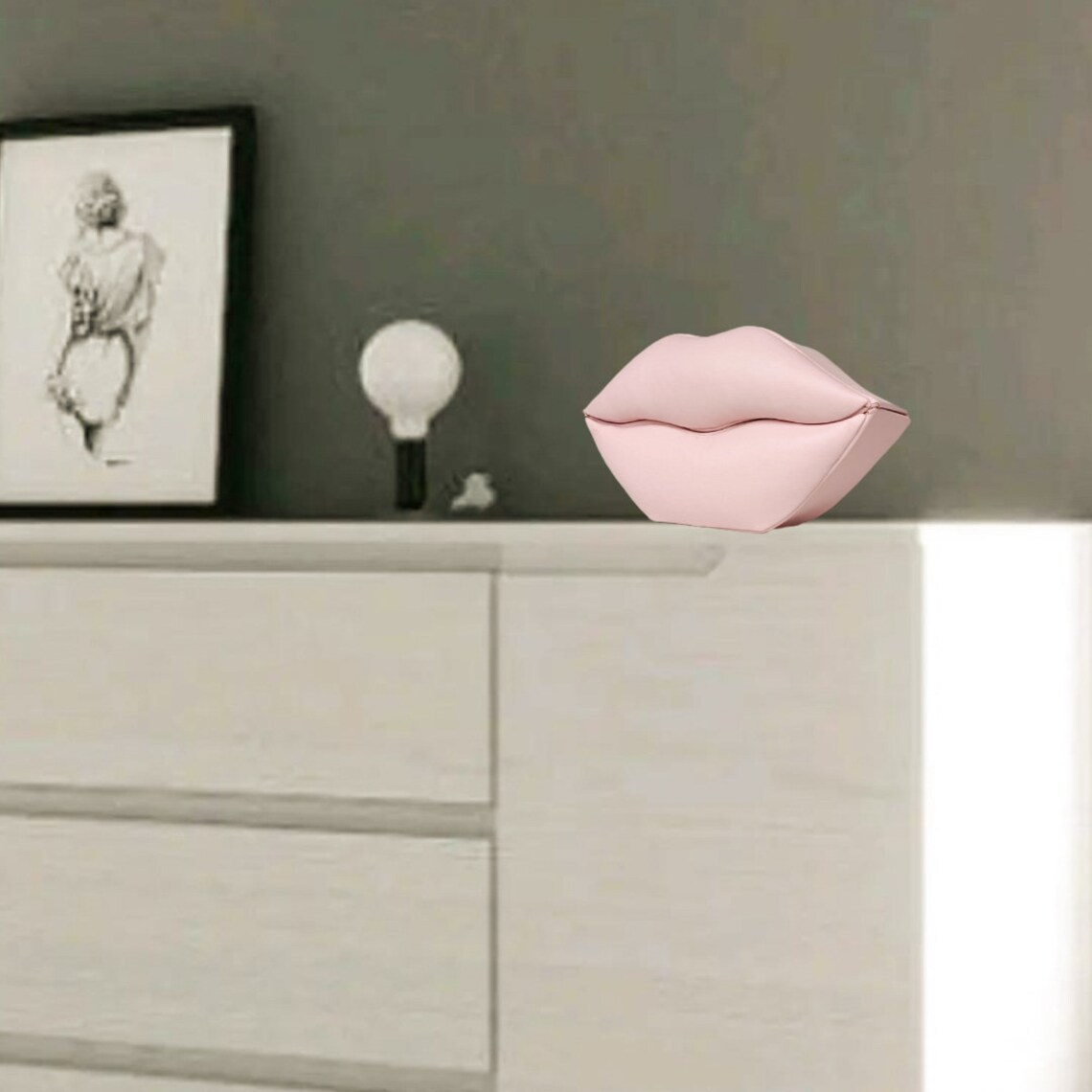 Pink Lips Shaped Decorative Box, Girl Room Decor, Gift for Makeup ...