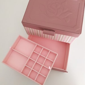 Large Jewelry Organizer With Drawer, Rose Gold Jewelry Box, Vintage ...