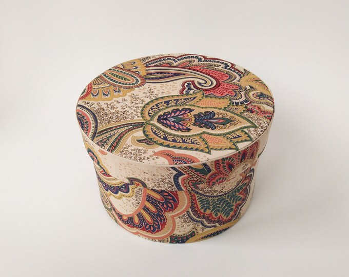 Antique Look Decorative Hat Box for Storage, Florentine Printed Fabric ...