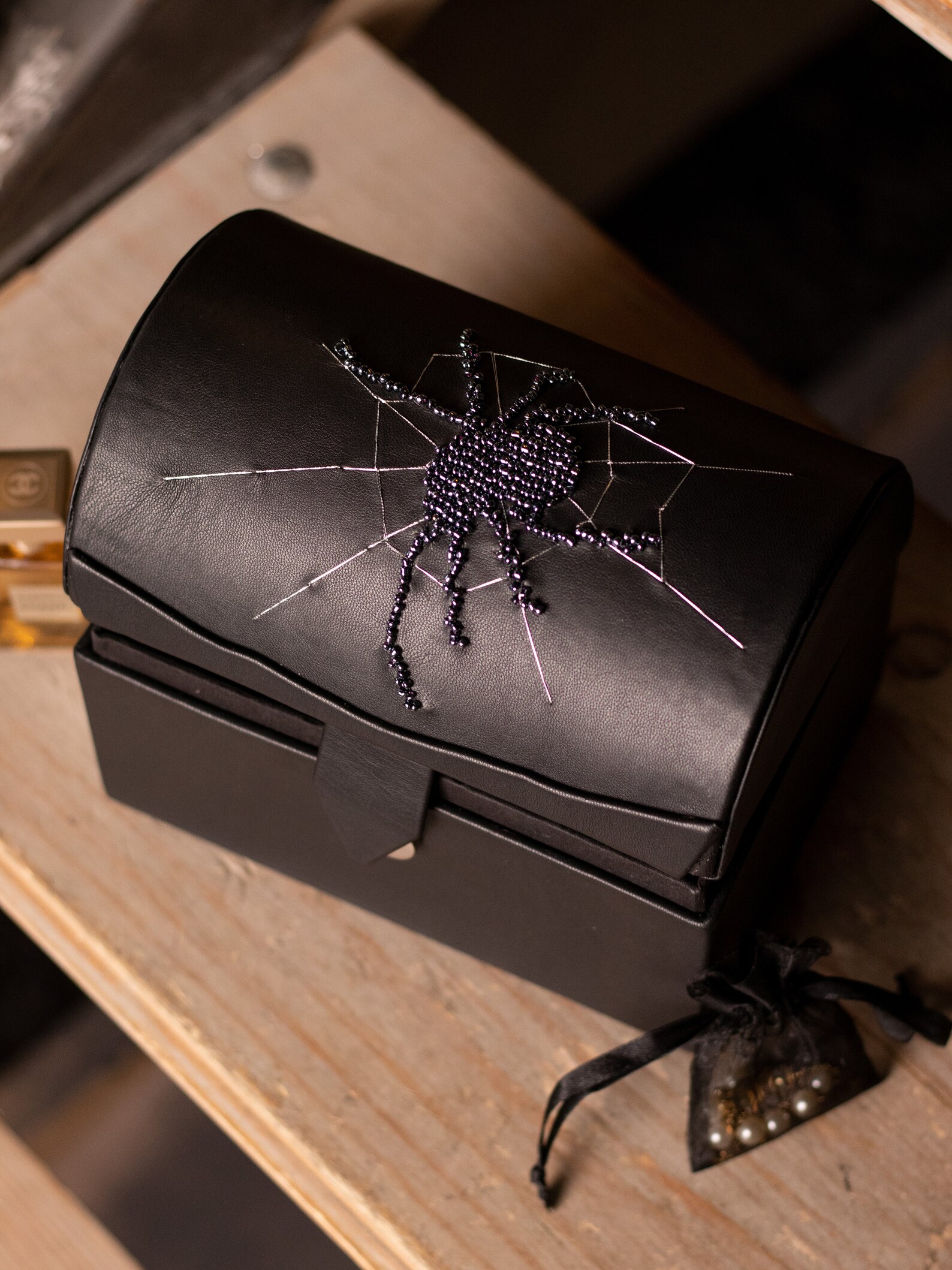 Black Chest With Spider on the Lid, Gothic Jewelry Box, Goth Gift Idea ...