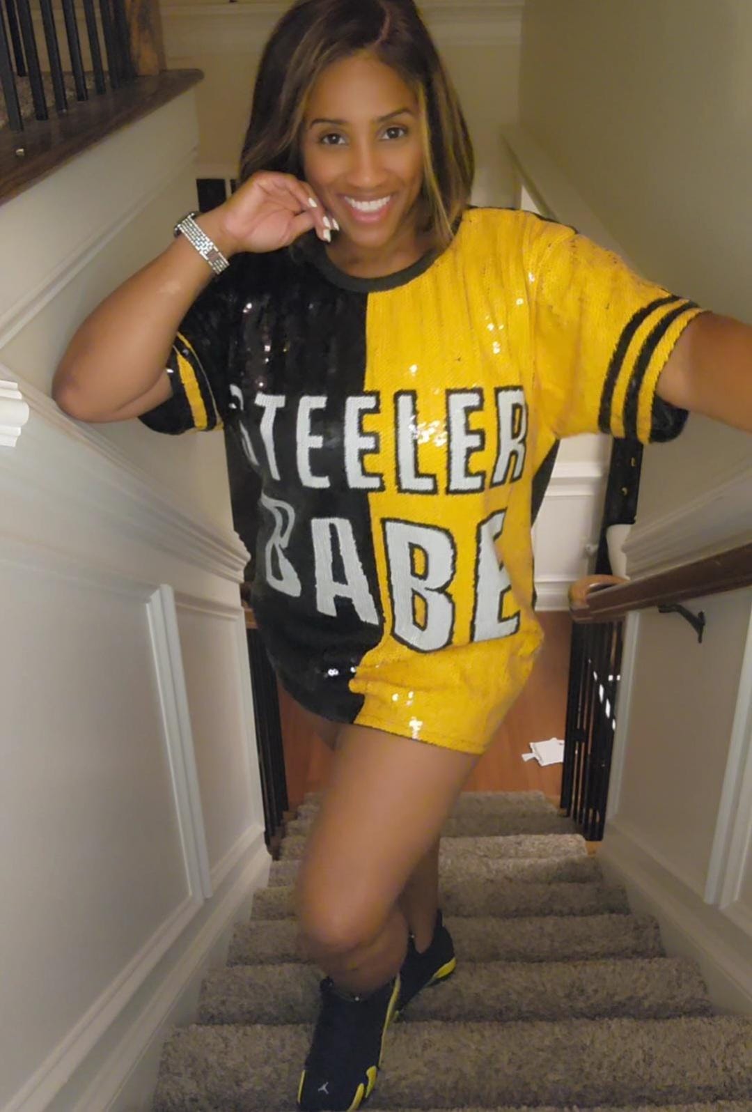 Steelers Sequin Rhinestone Tshirt Dress - Etsy