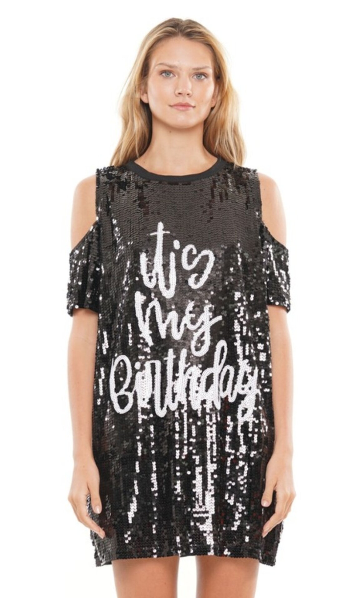 It's My Birthday Cursive Writing Sequin Tshirt Dress | One Size Sequin ...